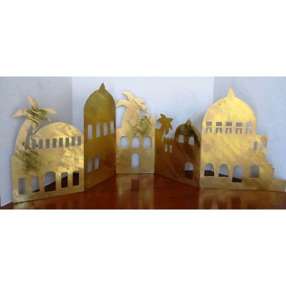 Vintage | Holiday | Vintage Gold Metal Bethlehem Skyline Backdrop ...